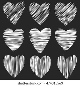Line Art Hearts Hatching Hearts Stock Vector (Royalty Free) 474815563 ...