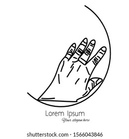 Line Art Illustration Hand Shape Logo Stock Vector (Royalty Free ...