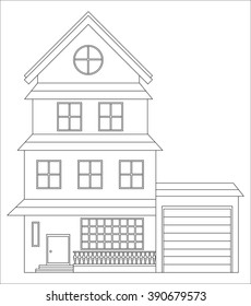 Line Art Illustration House Vector Illustration Stock Vector (Royalty ...