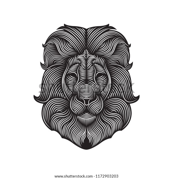 Line Art Illustration Lion Vector Editable Stock Vector (Royalty Free ...