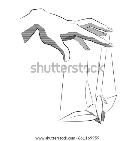 Line Art Illustration Puppet Hand Master Stok Vektör (Telifsiz ...