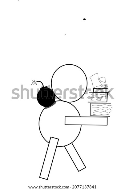 Line Art Illustration Work Piling On Stock Vector (Royalty Free ...