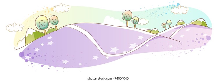 Line Art Landscape Stock Vector (Royalty Free) 74004040