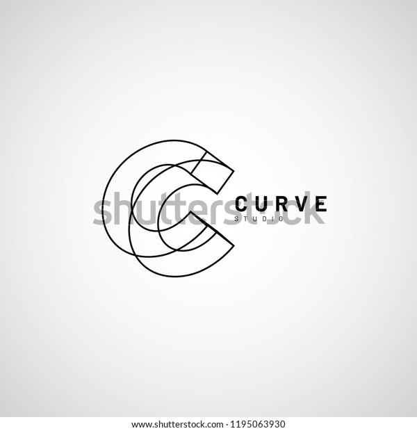 Line Art Lettering Logo Type C 库存矢量图（免版税）1195063930 | Shutterstock