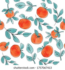 Line Art Orange Seamless Patternillustration Vector Stock Vector ...