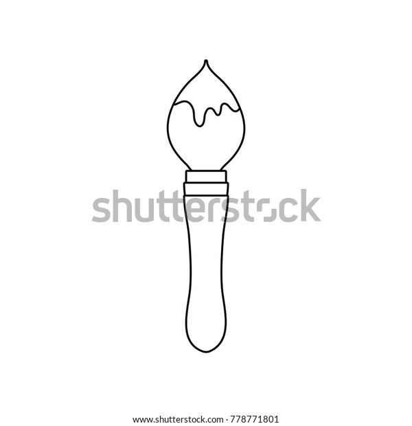 Line Art Paintbrush Tool Paint Drawing Stock Vector (Royalty Free ...