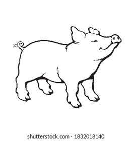 Line Art Pig Image Stock Vector (Royalty Free) 1832018140 | Shutterstock