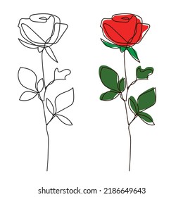 Line Art Rose One Line Drawing Stock Vector (Royalty Free) 2186649643 ...