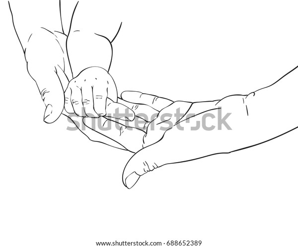 Line Art Sketch Baby Tiny Hand Stock Vector (Royalty Free) 688652389