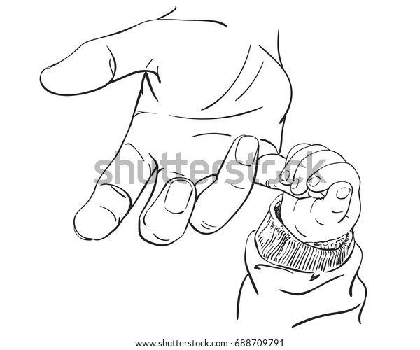Line Art Sketch Baby Tiny Hand Stock Vector (Royalty Free) 688709791 ...