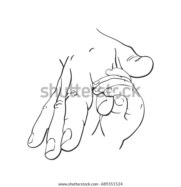 Line Art Sketch Baby Tiny Hand Stock Vector (Royalty Free) 689351524 ...