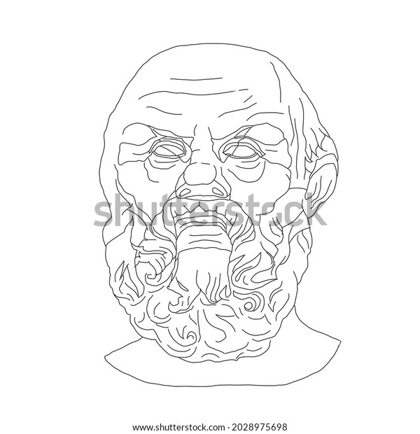 Line Art Style Head Socrates Academic Stock Vector (Royalty Free ...