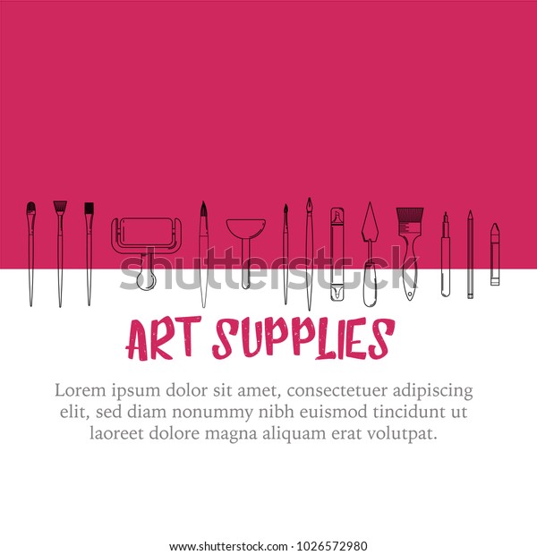 Line Art Supplies Web Header Template Stock Vector (Royalty Free ...