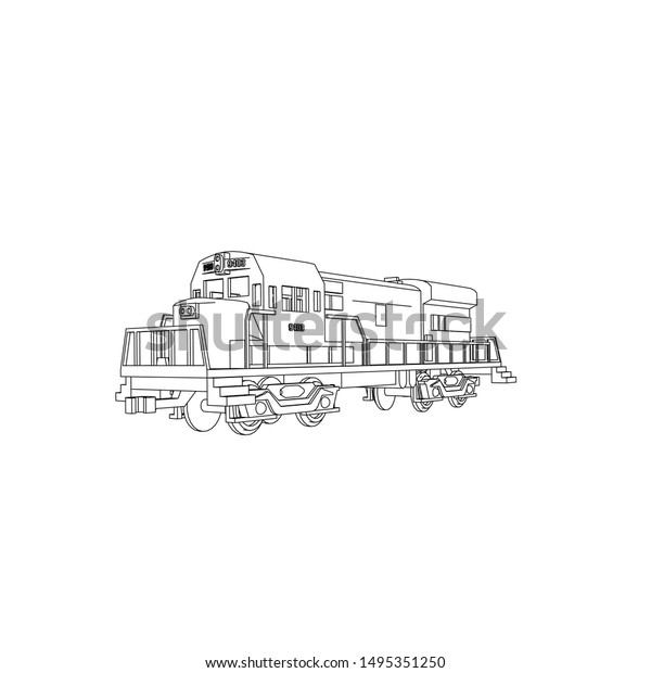 Line Art Train Coloring Page Train Stock Vector (Royalty Free ...