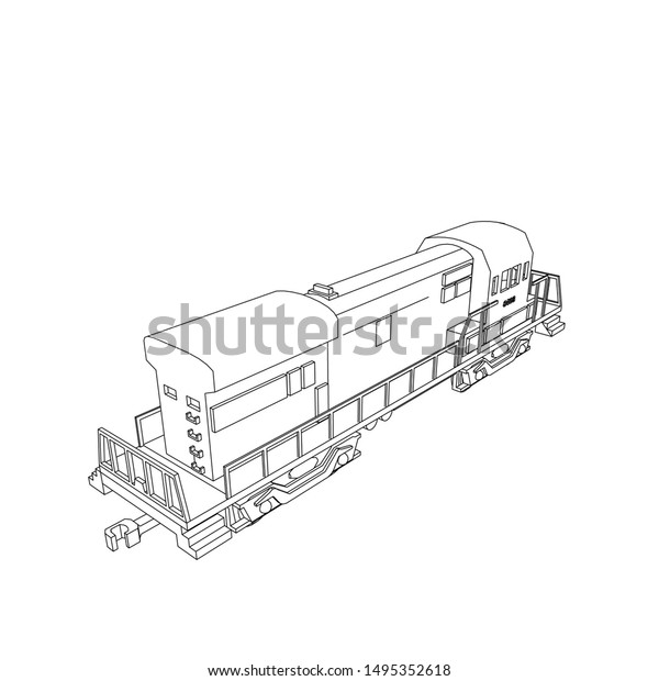 Line Art Train Coloring Page Train Stock Vector (Royalty Free ...