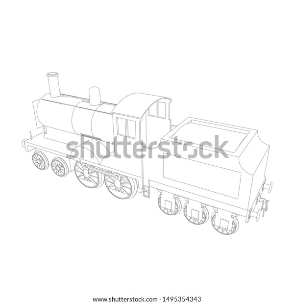 Line Art Train Coloring Page Train Stock Vector (Royalty Free ...