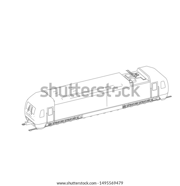 Line Art Train Coloring Page Train Stock Vector (Royalty Free ...