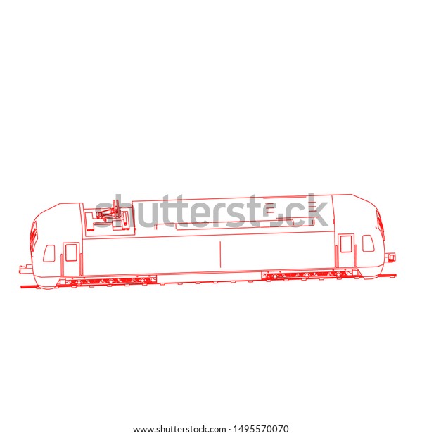 Line Art Train Coloring Page Train Stock Vector (Royalty Free ...