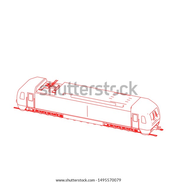 Line Art Train Coloring Page Train Stock Vector (Royalty Free) 1495570079