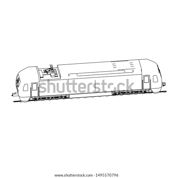 Line Art Train Coloring Page Train Stock Vector (Royalty Free ...