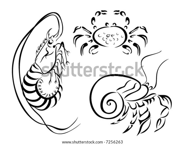 Line Art Vector Animal Series Invertebrates Stock Vector (Royalty Free ...