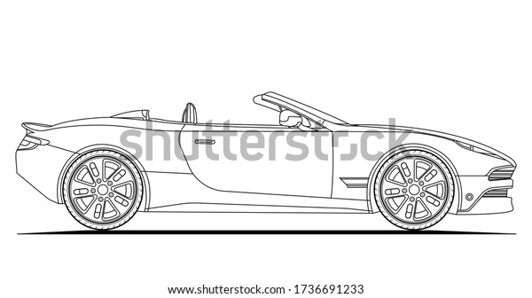 Line Art Vector Cabriolet Car Concept Stock Vector (Royalty Free ...