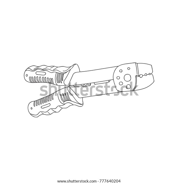 Line Art Vector Illustration Handtool Wire Stripper Coloring Page Icon ...