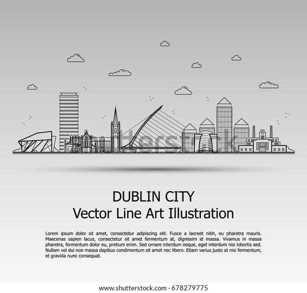 Line Art Vector Illustration Modern Dublin Stock Vector (Royalty Free ...