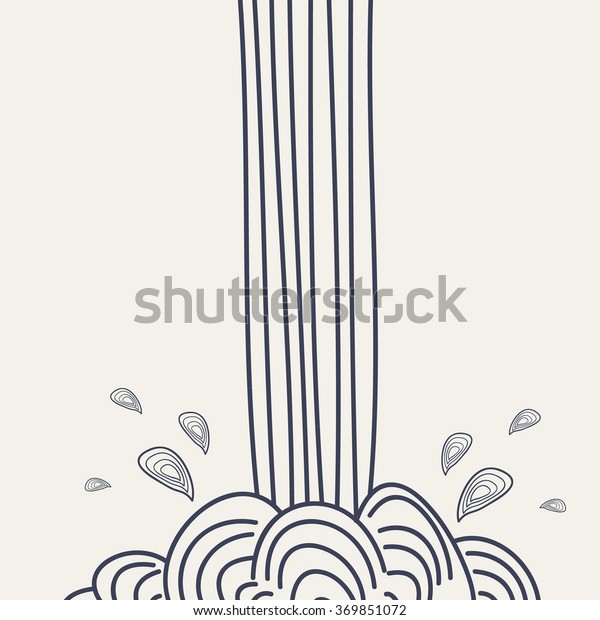 Line Art Waterfall Hand Drawn Water Stock Vector (Royalty Free) 369851072