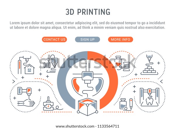 Vetor stock de Line Banner 3d Printing Vector Illustration (livre de ...