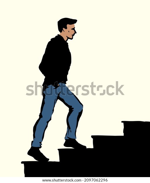 1.324 Silhouette of man going up staircase Gambar, Foto Stok & Vektor ...