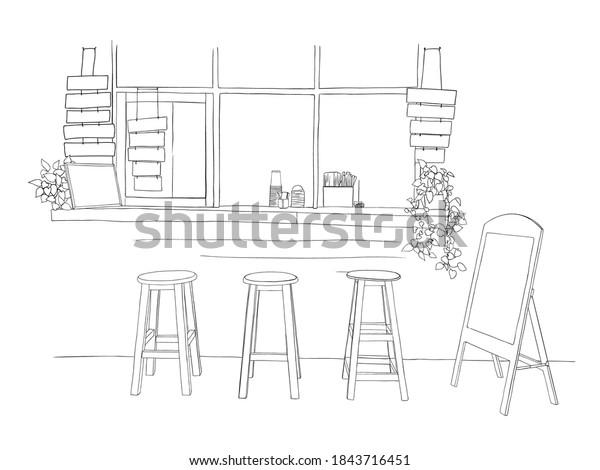Line Cafe Doodle Restaurant Cafe Sketch Stock Vector (Royalty Free ...