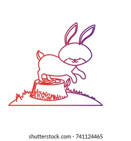 Cute Rabbit Animal Bole Wood Tree: vector de stock (libre de regalías ...