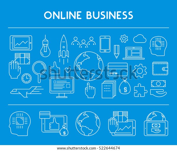 Line Design Concept Web Banner Online Stock Vector (Royalty Free ...