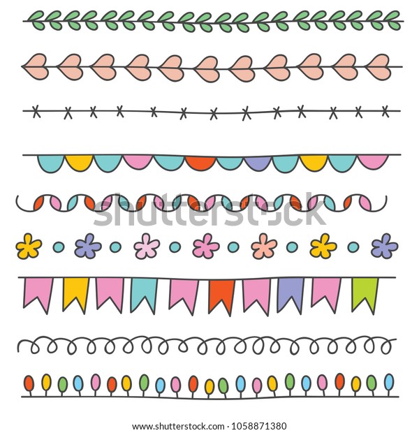 Line Doodle Illustration Color Vector Collection Stock Vector (Royalty ...