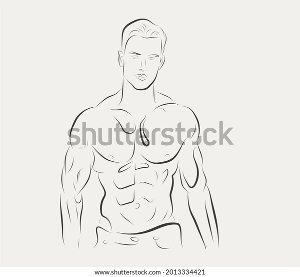 Line Drawing Bodybuilder Stock Vector (Royalty Free) 2013334421 ...