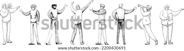 Line Drawing Business Multinational Team Vector Stock Vector (Royalty ...