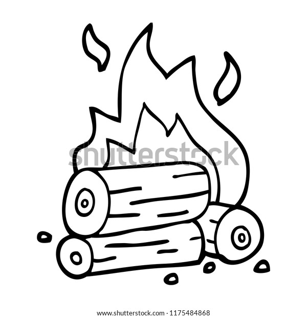 Line Drawing Cartoon Burning Logs Stock Vector (Royalty Free ...