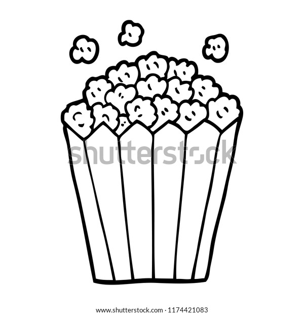 Line Drawing Cartoon Cinema Popcorn เวกเตอร์สต็อก (ปลอดค่าลิขสิทธิ์ ...