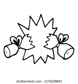 Line Drawing Quirky Cartoon Pulled Cracker: เวกเตอร์สต็อก (ปลอดค่า ...