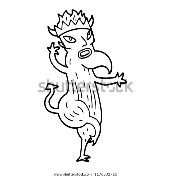 Line Drawing Cartoon Devil Stock Vector (Royalty Free) 1176302716 ...