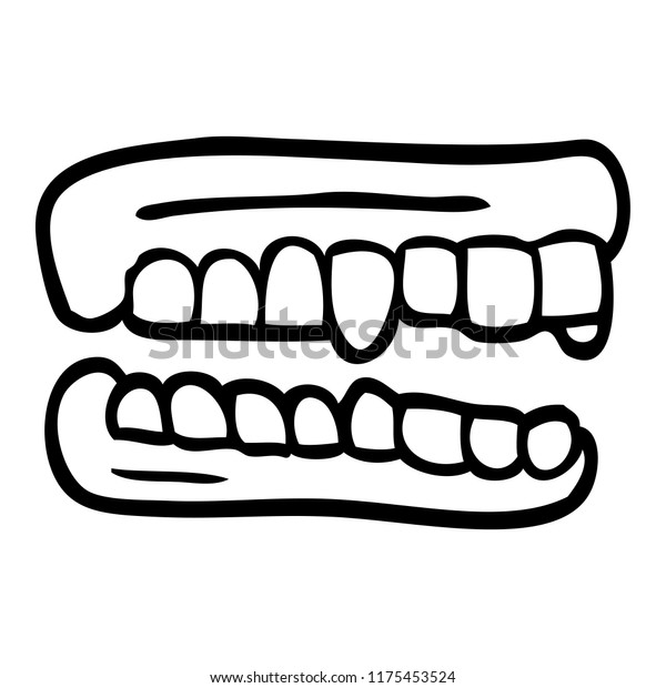 Line Drawing Cartoon False Teeth Stock Vector (Royalty Free) 1175453524 ...