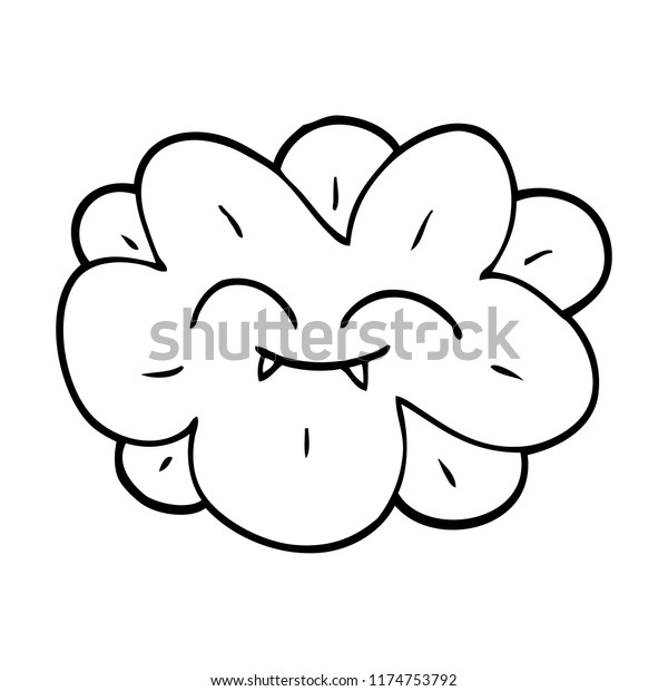 Line Drawing Cartoon Flower Fangs Stock Vector (Royalty Free ...