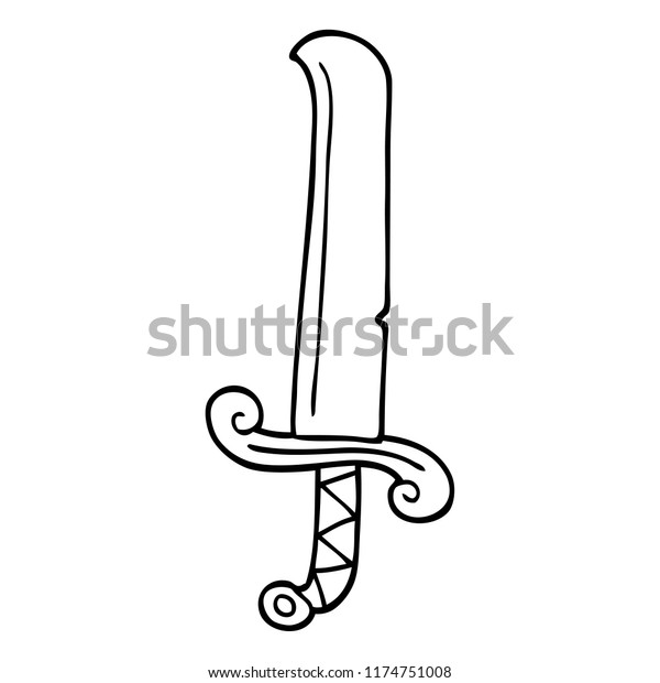 Line Drawing Cartoon Long Sword Stock Vector (Royalty Free) 1174751008 ...
