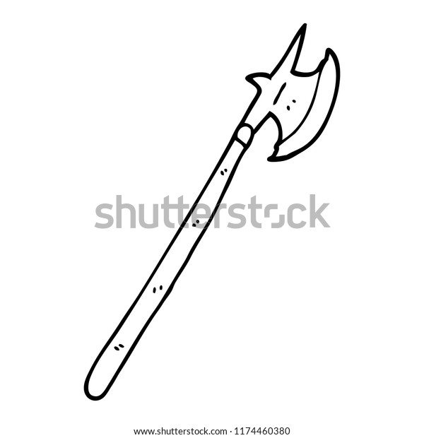 Line Drawing Cartoon Medieval Halberd Stock Vector (Royalty Free ...