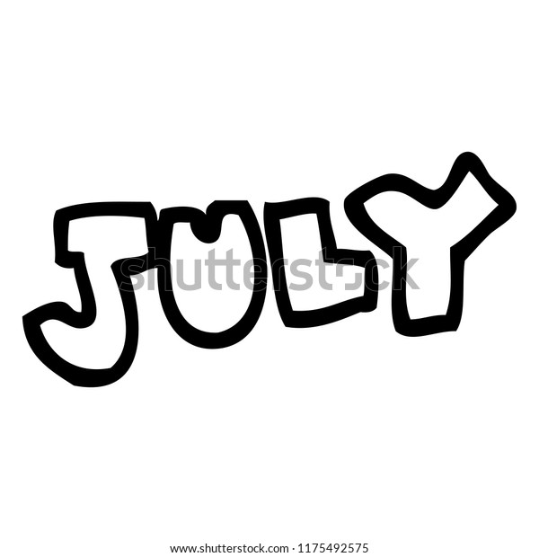 Line Drawing Cartoon Month July Stock Vector (Royalty Free) 1175492575 ...