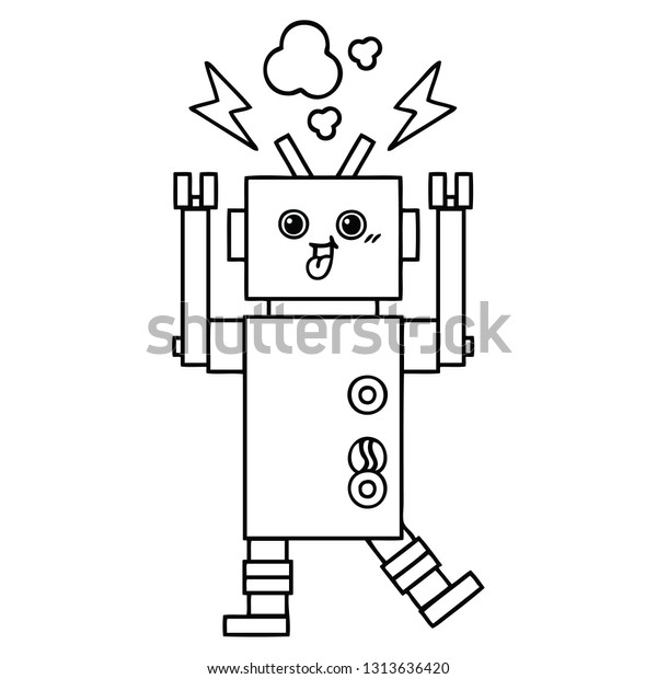 Line Drawing Cartoon Robot Stock Vector (Royalty Free) 1313636420 ...