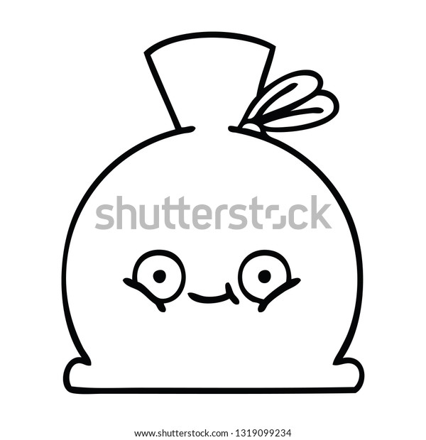 Line Drawing Cartoon Sack Stock Vector (Royalty Free) 1319099234 ...