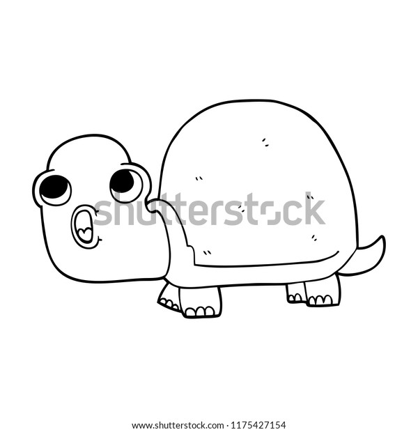 Line Drawing Cartoon Shocked Turtle Stock Vector (Royalty Free ...