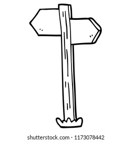 Line Drawing Cartoon Painted Direction Sign Stock Vector (Royalty Free ...